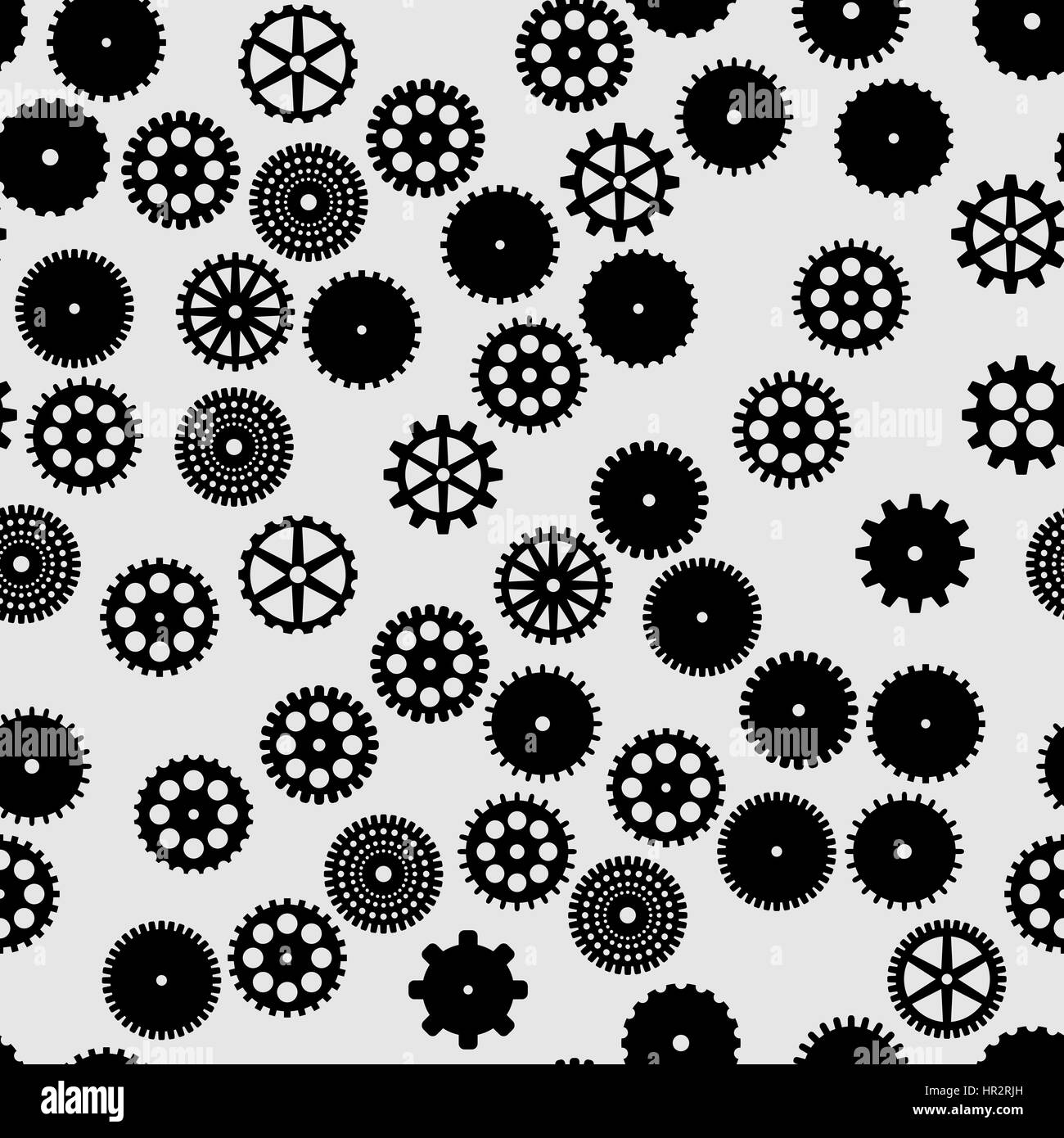 abstract vector black flat gears seamless pattern on gray background ...