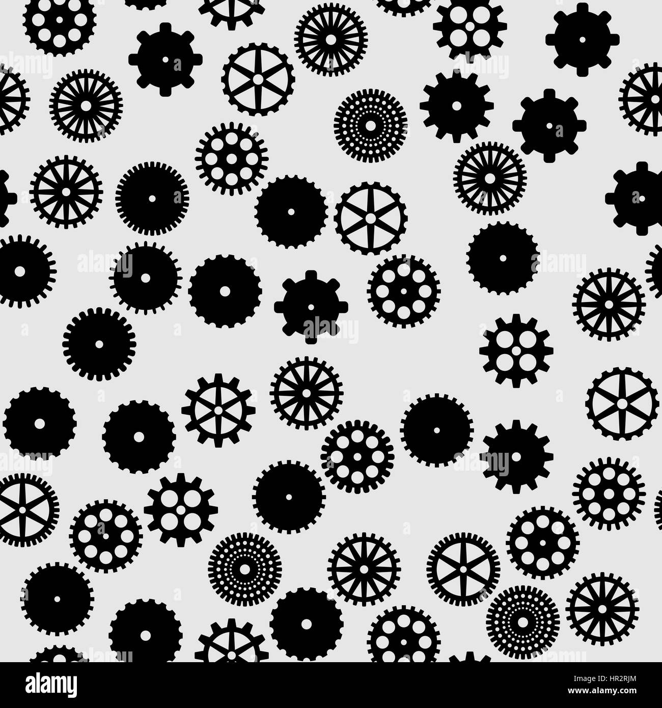abstract vector black flat gears seamless pattern on gray background ...
