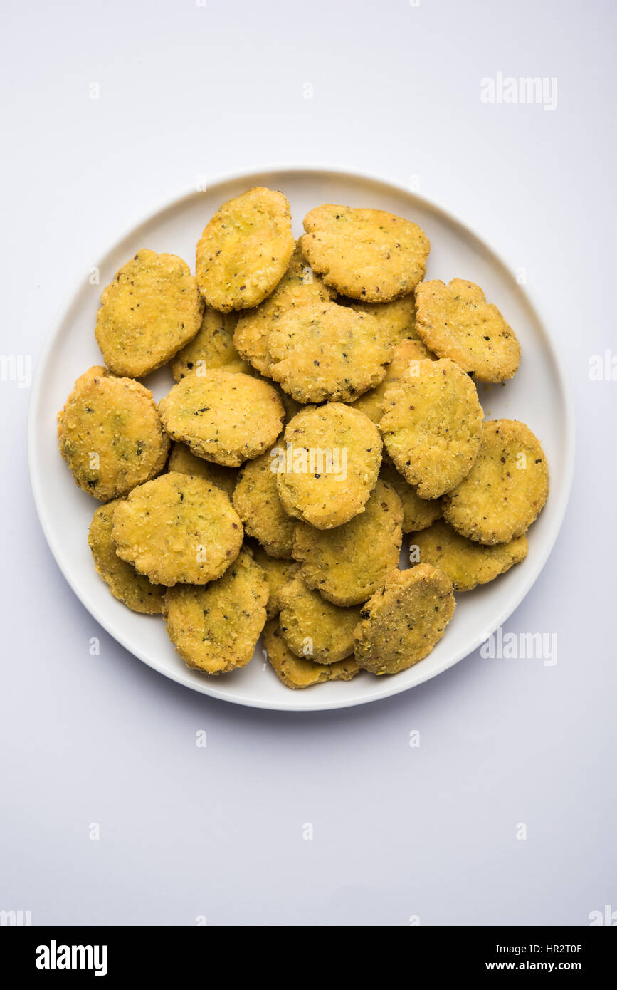 Tasty North Indian snack mathri or mathari served with pickle ...