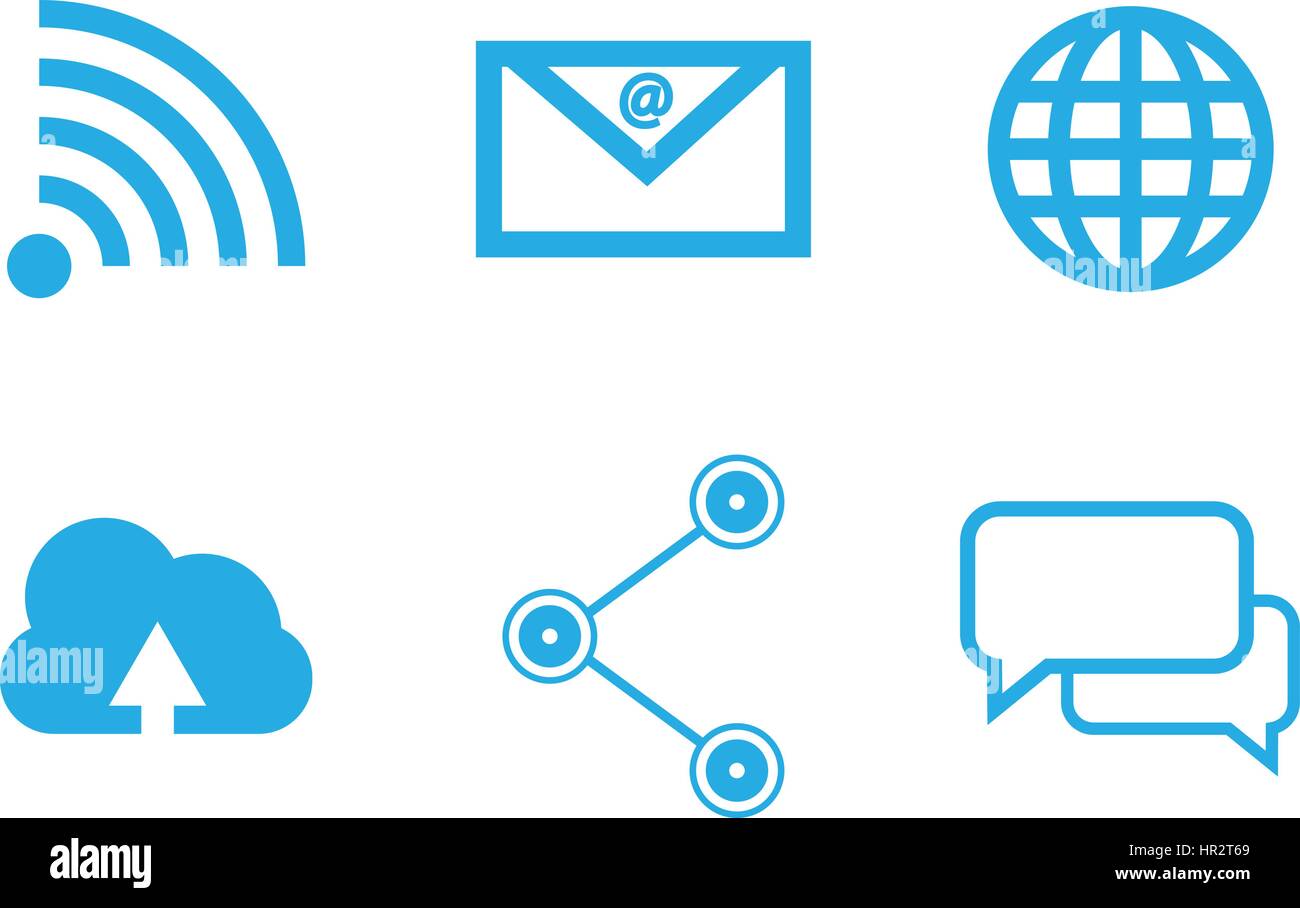 Blue social network connection concept icon isolated with white ...