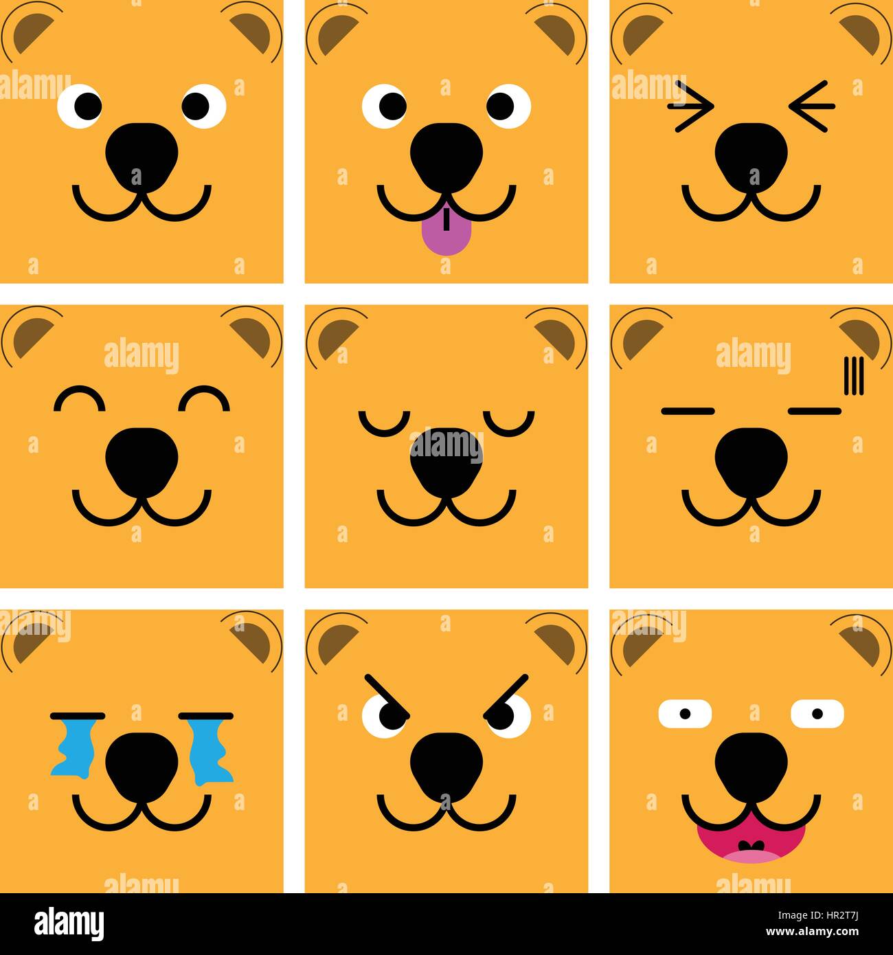 Square emotion face of Brown Bear vector with isolated Stock Vector ...
