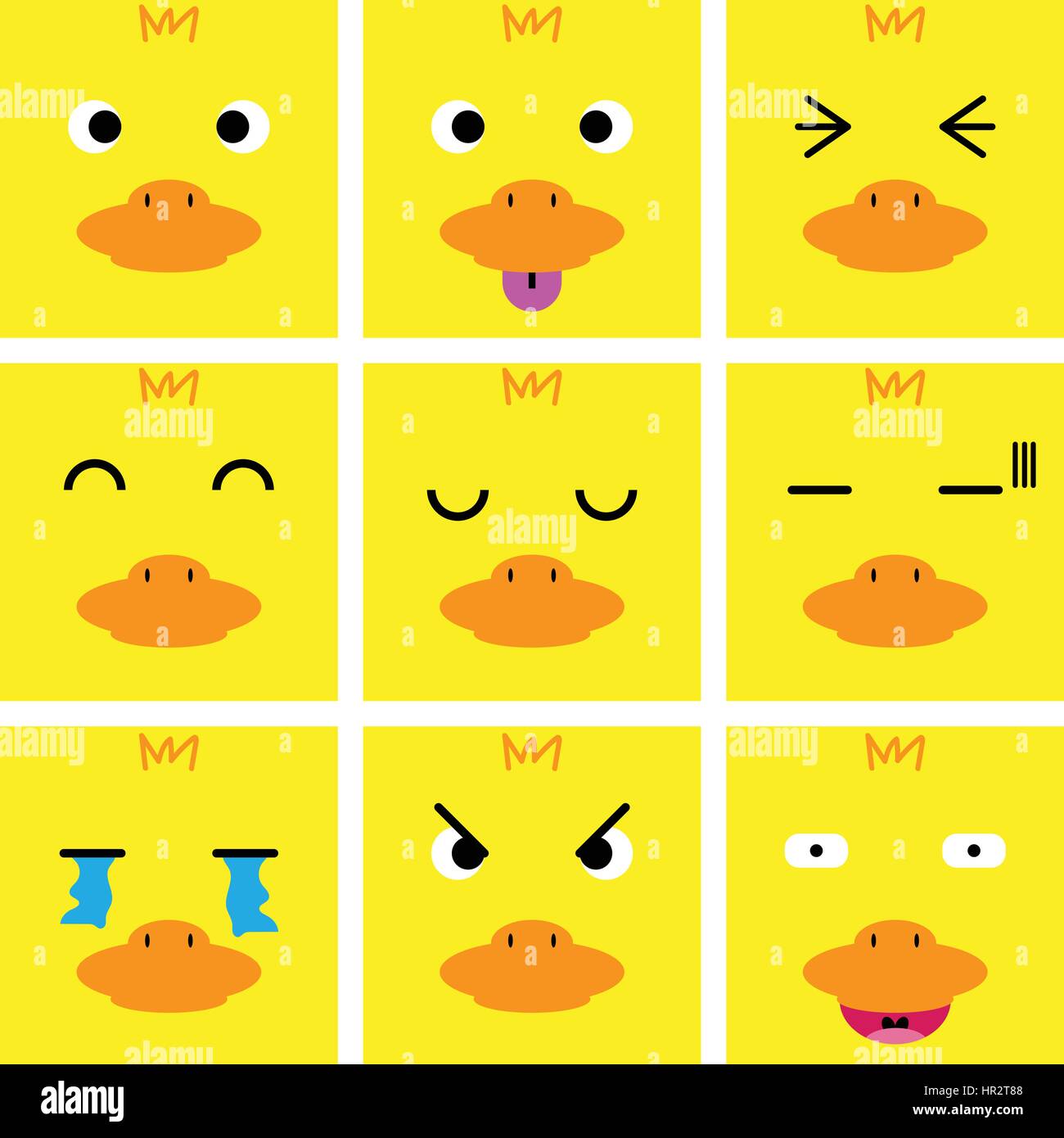 Square emotion face of yellow duck vector with isolated Stock Vector ...