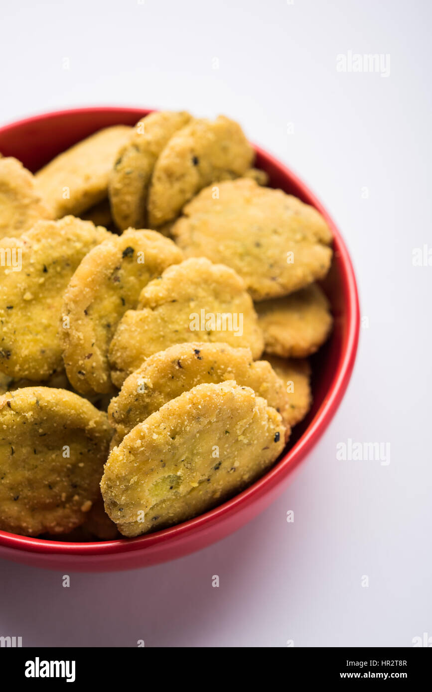Tasty North Indian snack mathri or mathari served with pickle ...