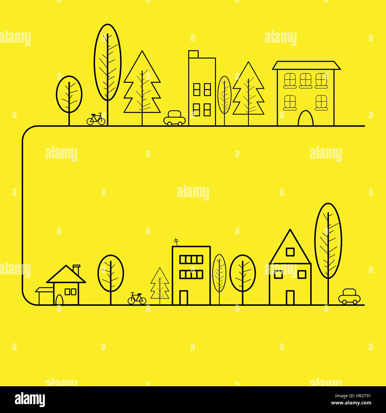 Simple yellow Line of urban town with dark grey background Stock Vector ...