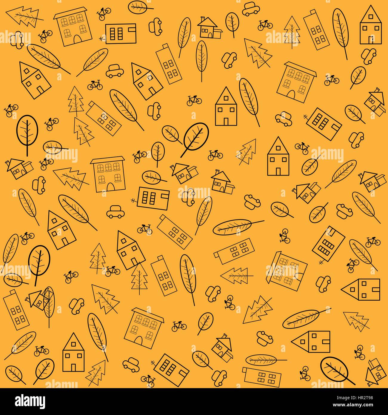 Simple yellow Line of urban town with dark grey background Stock Vector ...