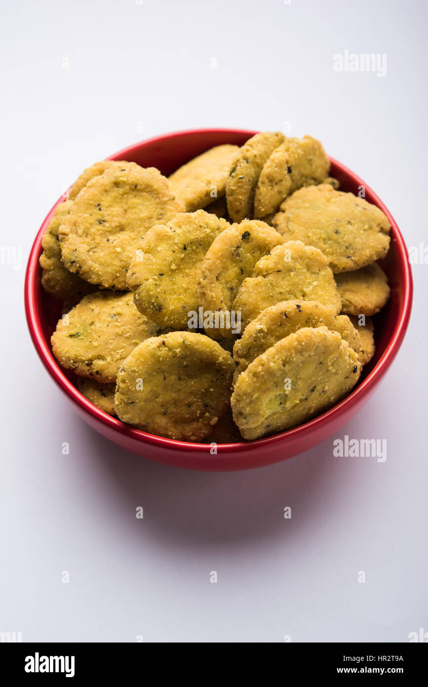 Tasty North Indian snack mathri or mathari served with pickle ...