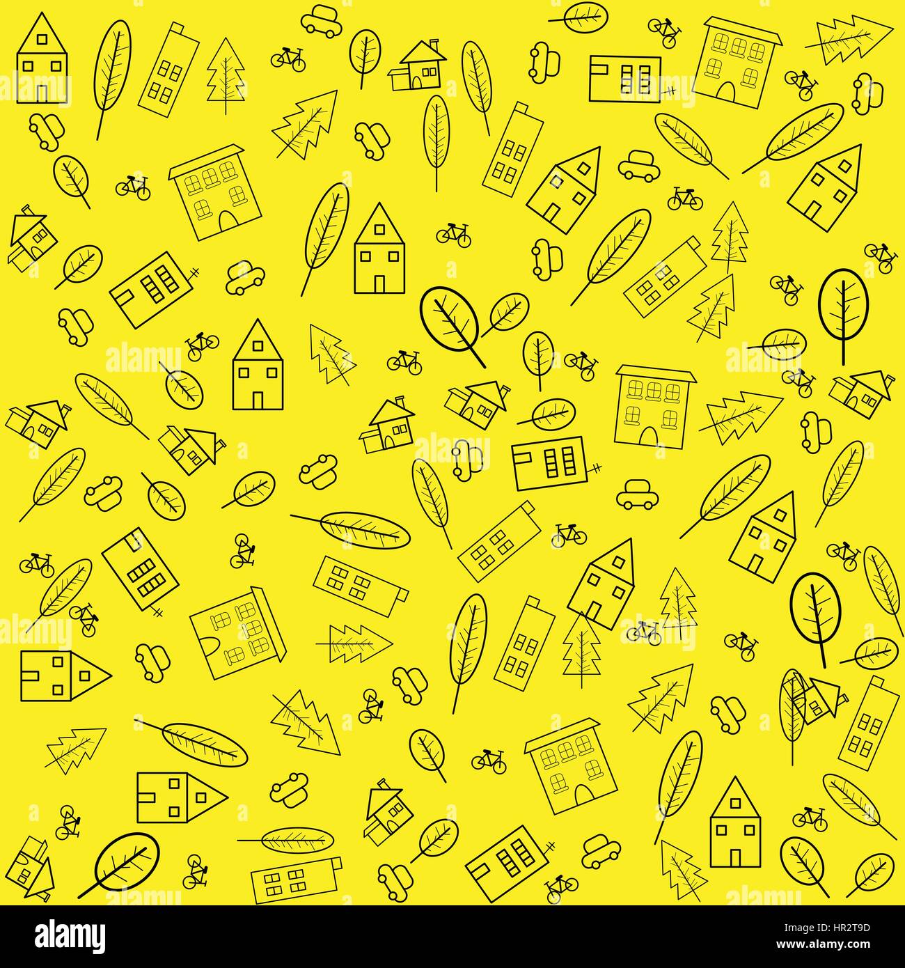 Simple yellow Line of urban town with dark grey background Stock Vector ...