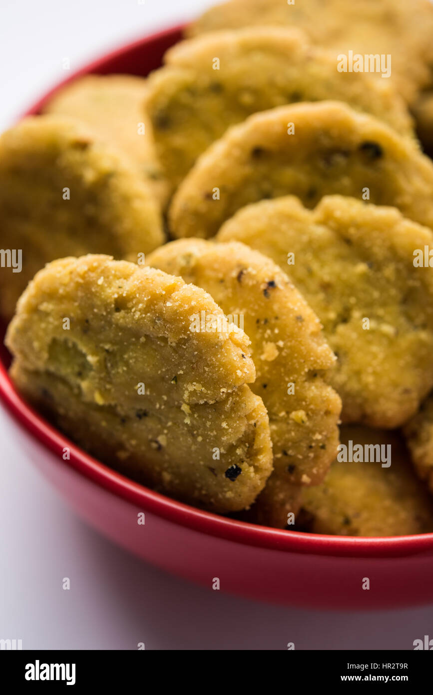 Tasty North Indian snack mathri or mathari served with pickle ...