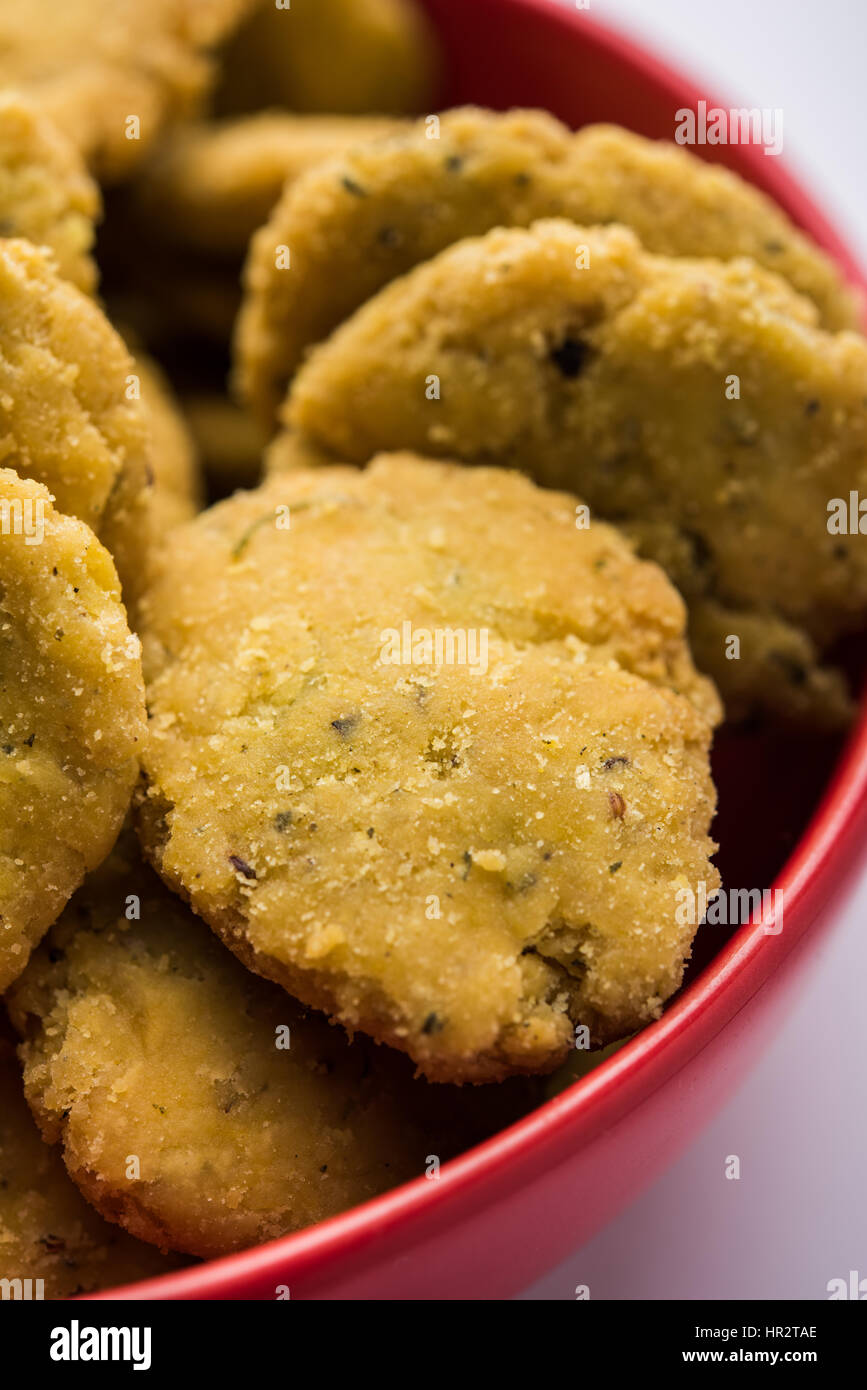 Tasty North Indian snack mathri or mathari served with pickle ...