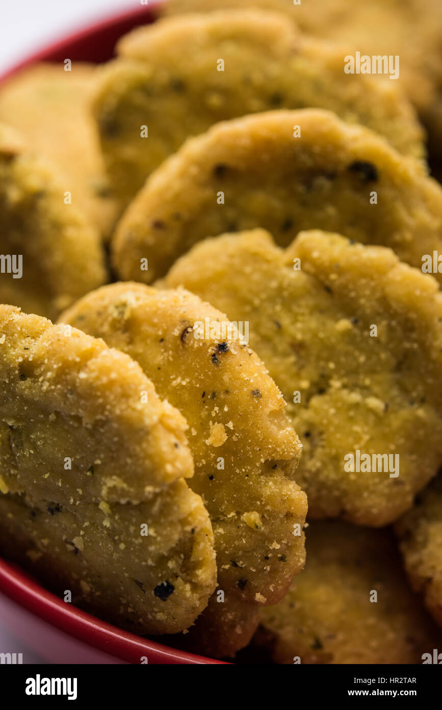 Tasty North Indian snack mathri or mathari served with pickle ...