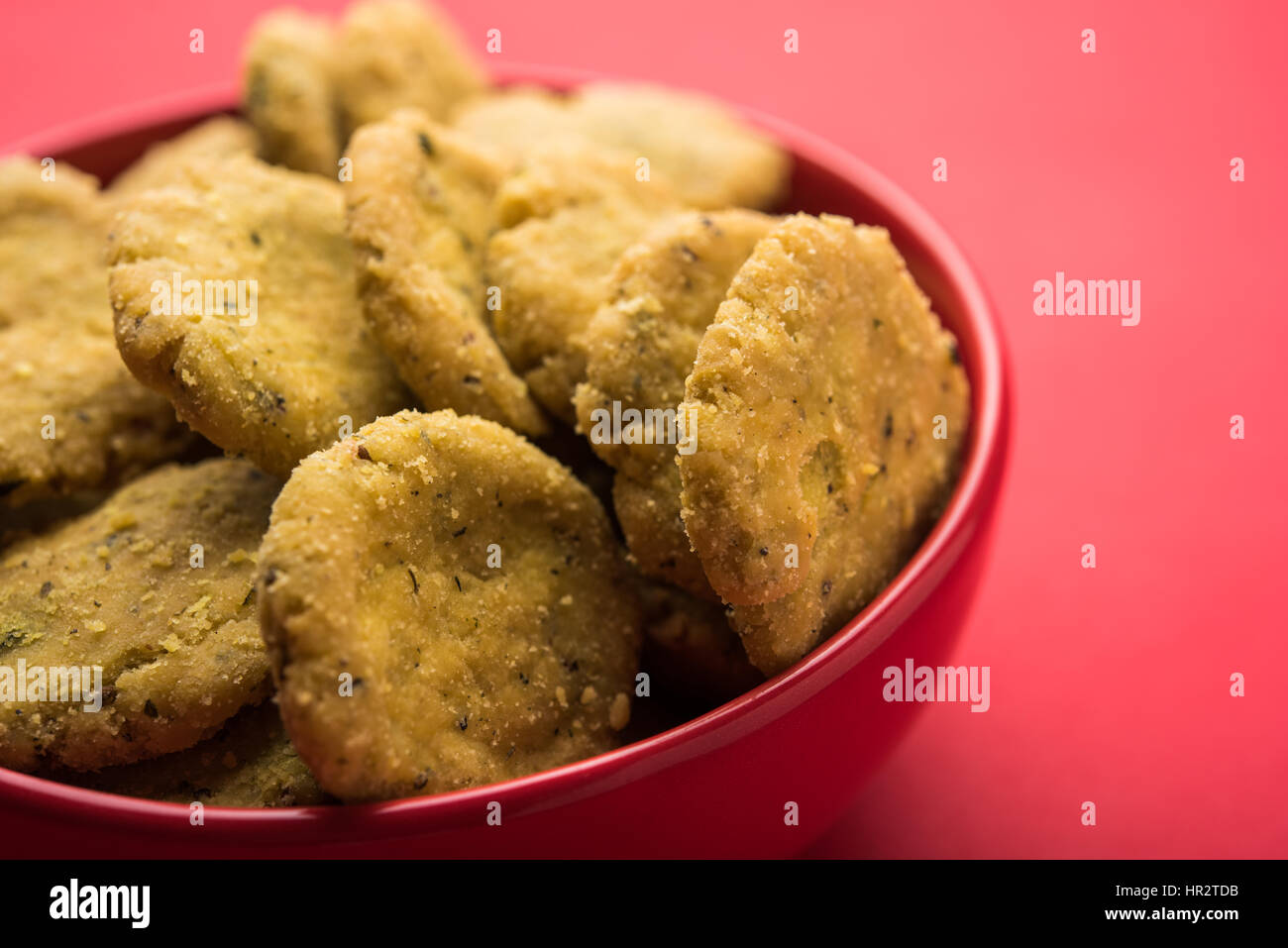 Tasty North Indian snack mathri or mathari served with pickle ...