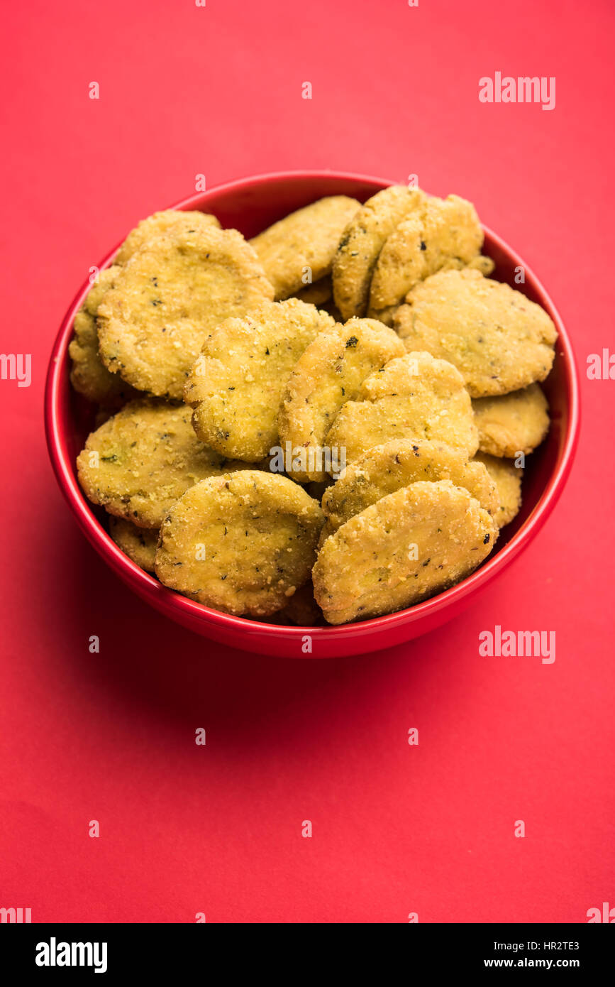 Tasty North Indian snack mathri or mathari served with pickle ...