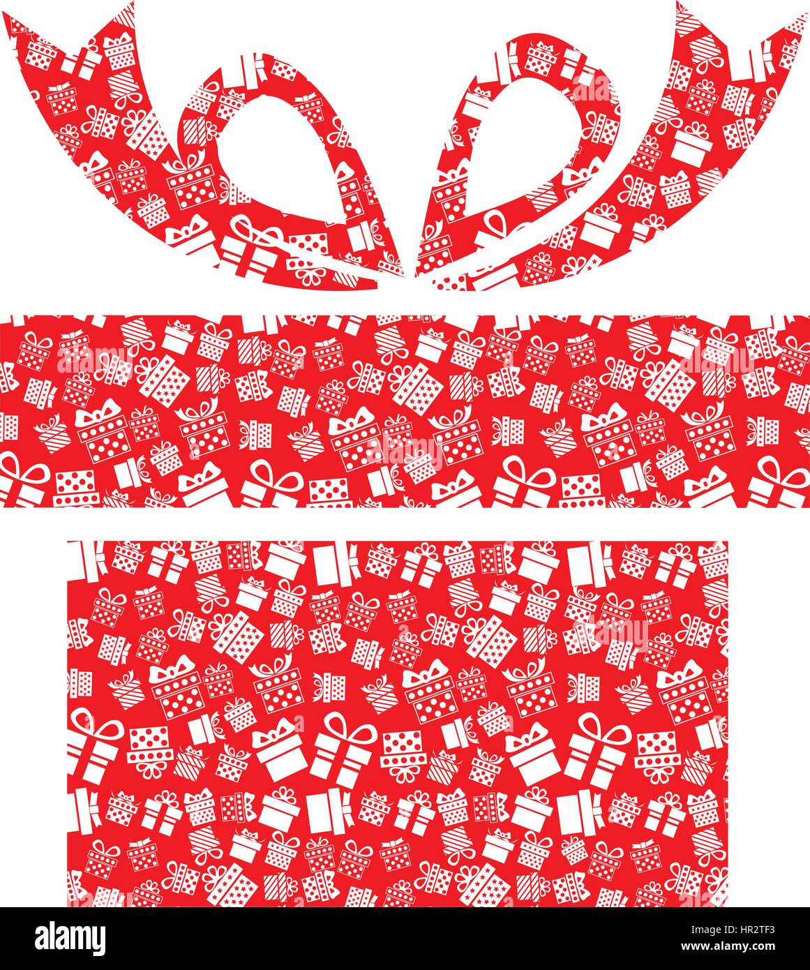 Big present box with small present box pattern on black background ...