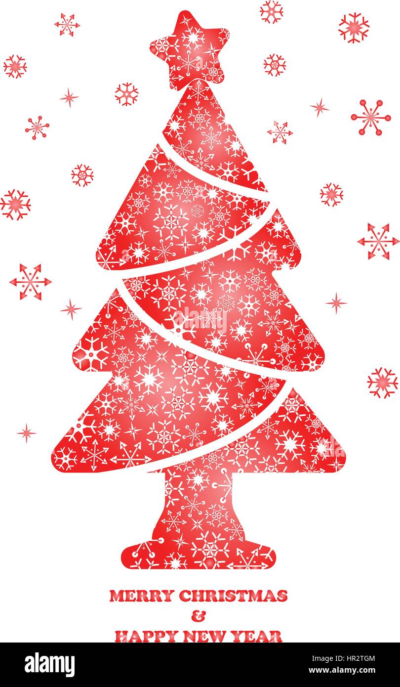 Red pine tree with beautiful snowflake icon vector on white background ...