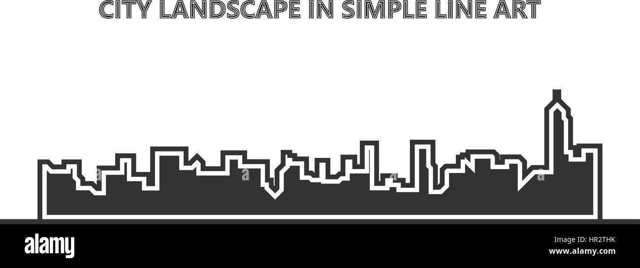 Simple line of city landscapes in vector illustration on white ...