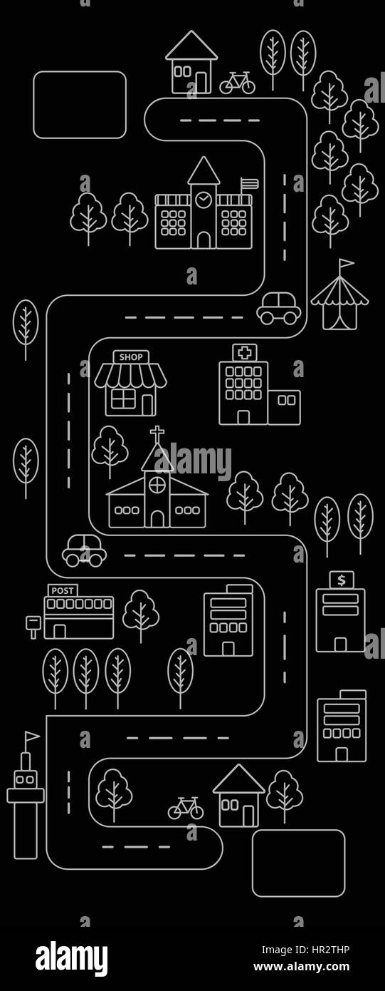 Simple line urban town map icon on white background Stock Vector Image ...