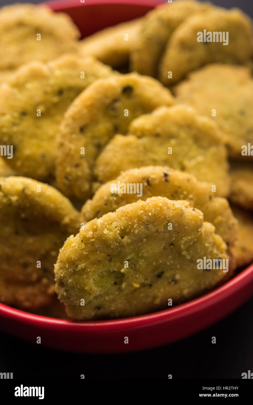 Tasty North Indian snack mathri or mathari served with pickle ...