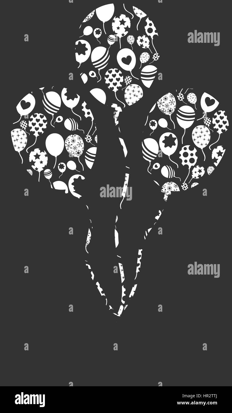 Three big balloon with small white balloon pattern on red background ...