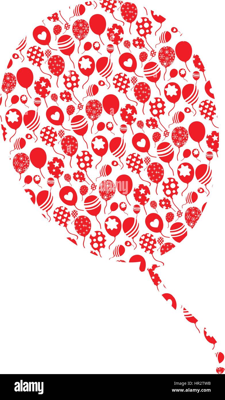 Variety small balloon vector icon pattern on big balloon with white ...