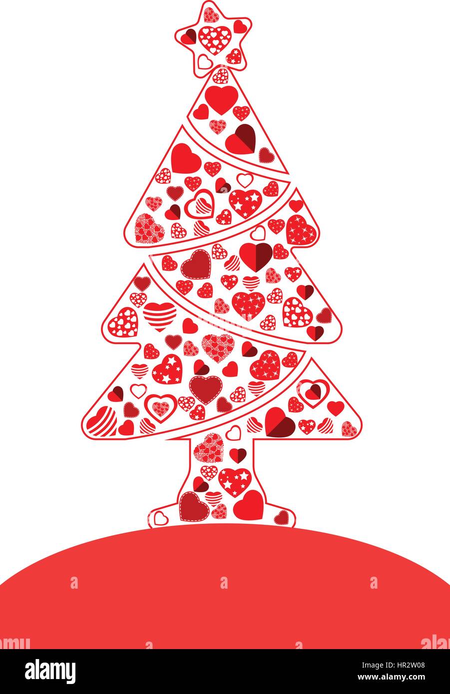 Pine tree of red heart icon vector on white background Stock Vector ...