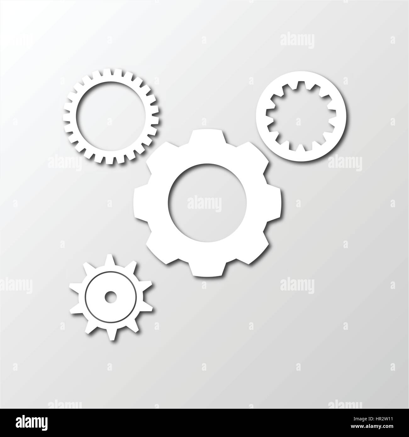 Simple white gear wheel icon vector on grey background Stock Vector ...
