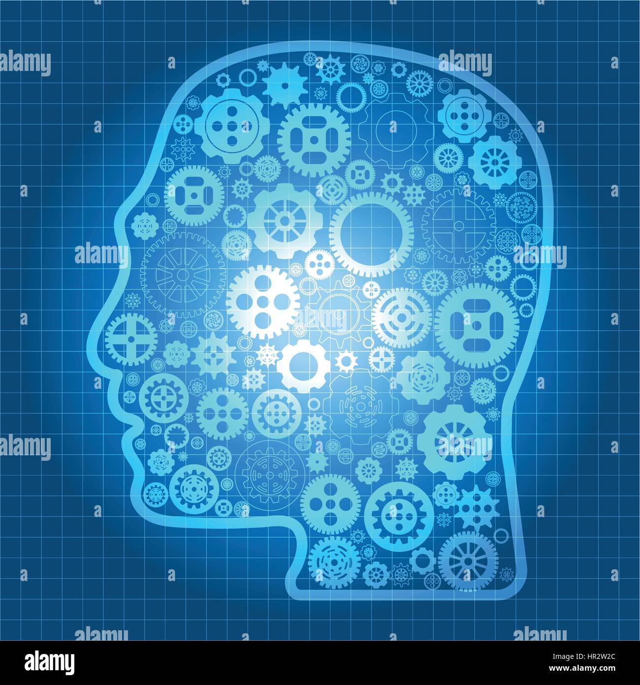 Head cog wheel in brain hi-res stock photography and images - Alamy