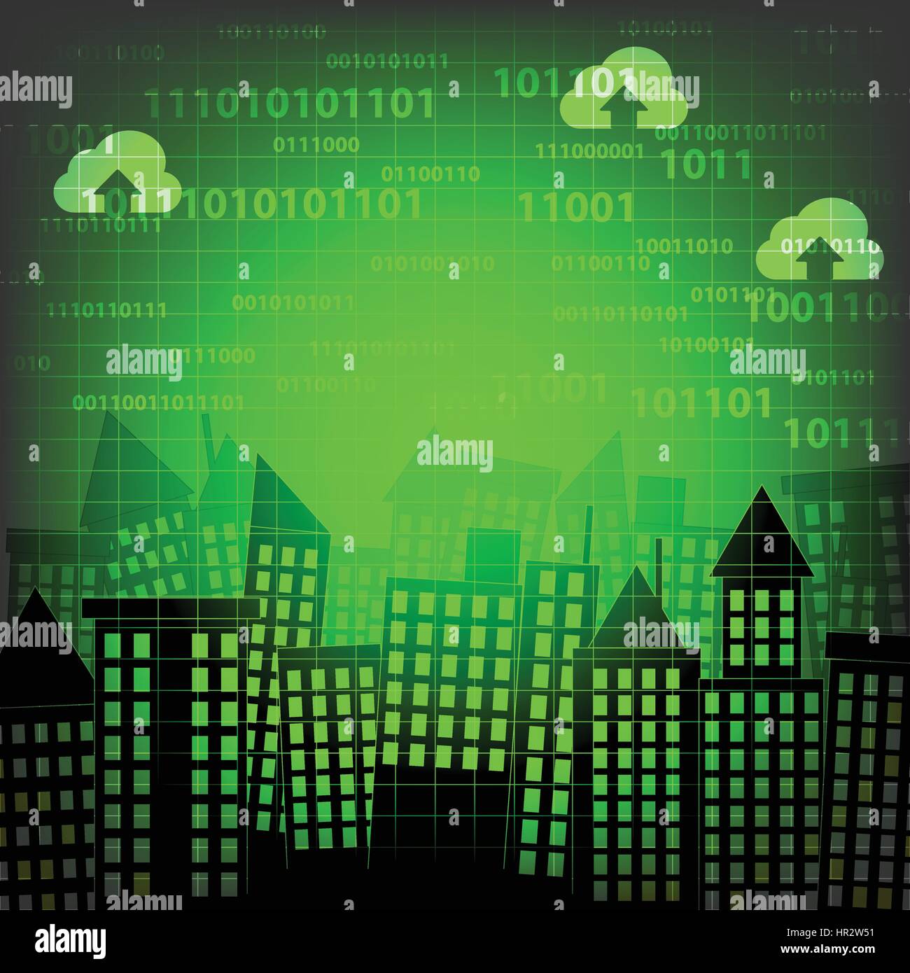 Digital scene of city town in Technology concept Stock Vector Image ...