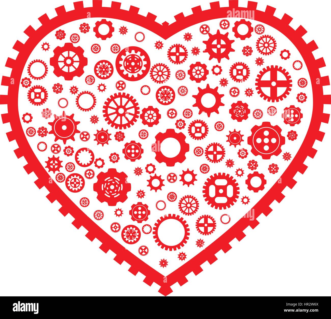 Variety gear wheel in gear heart on white background Stock Vector Image ...