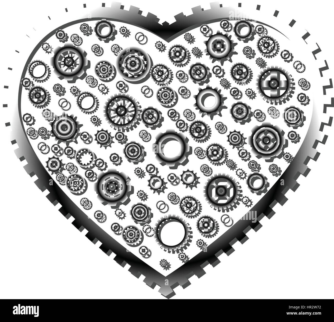 Variety gear wheel in gear heart on white background Stock Vector Image ...