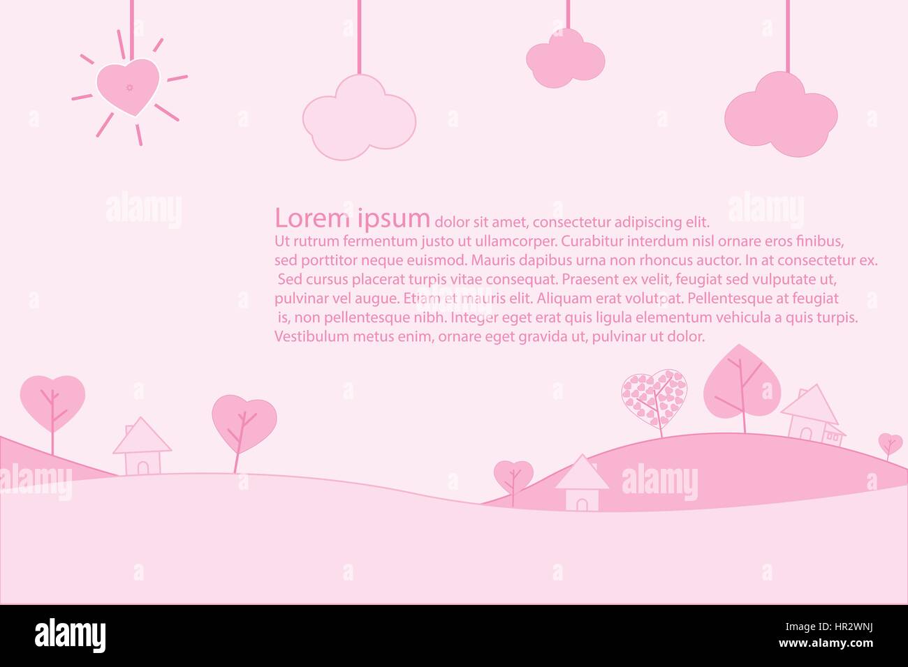 Pink Simple urban town with heart and valentine concept Stock Vector ...
