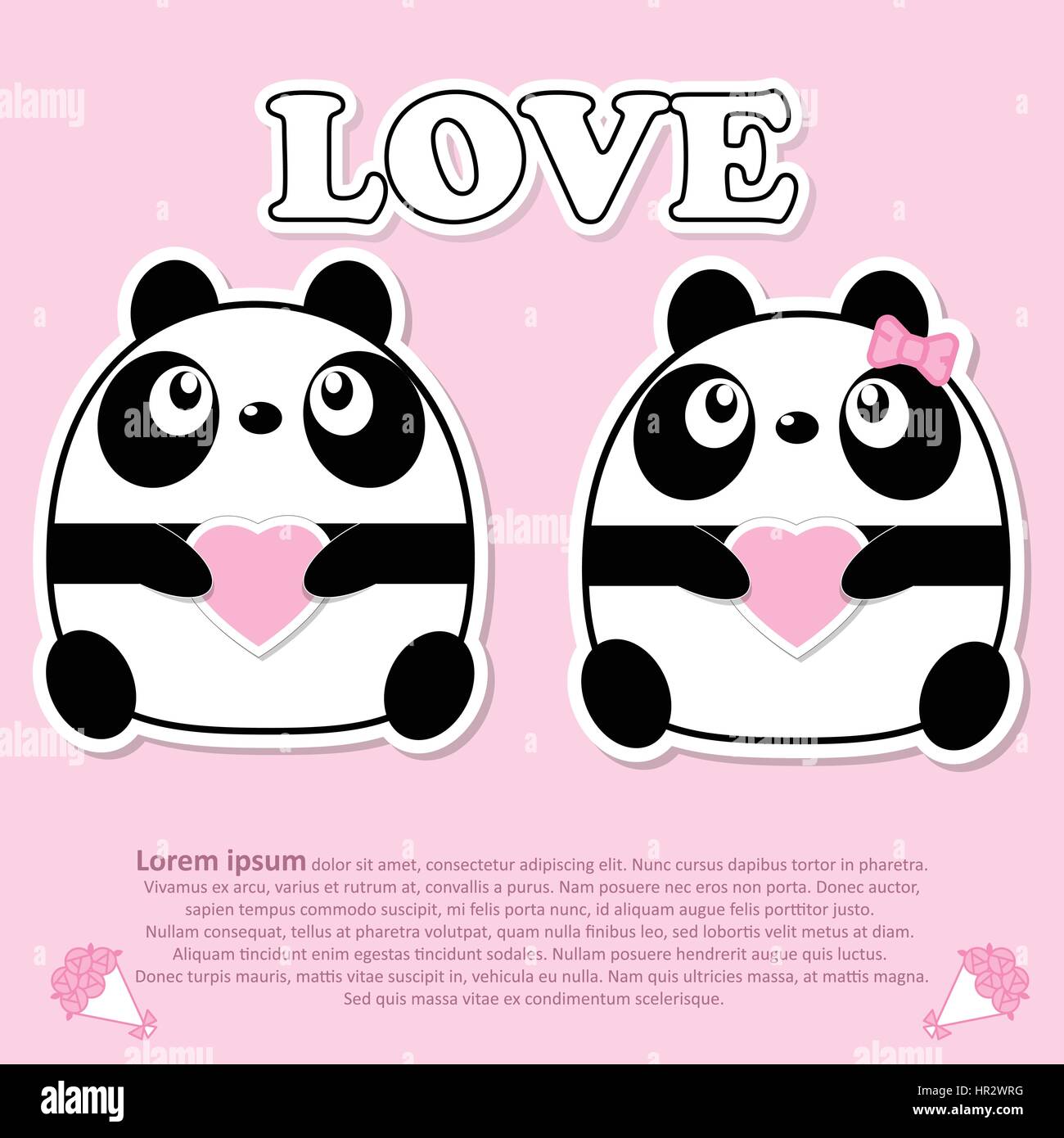 Pandas In Love Drawing