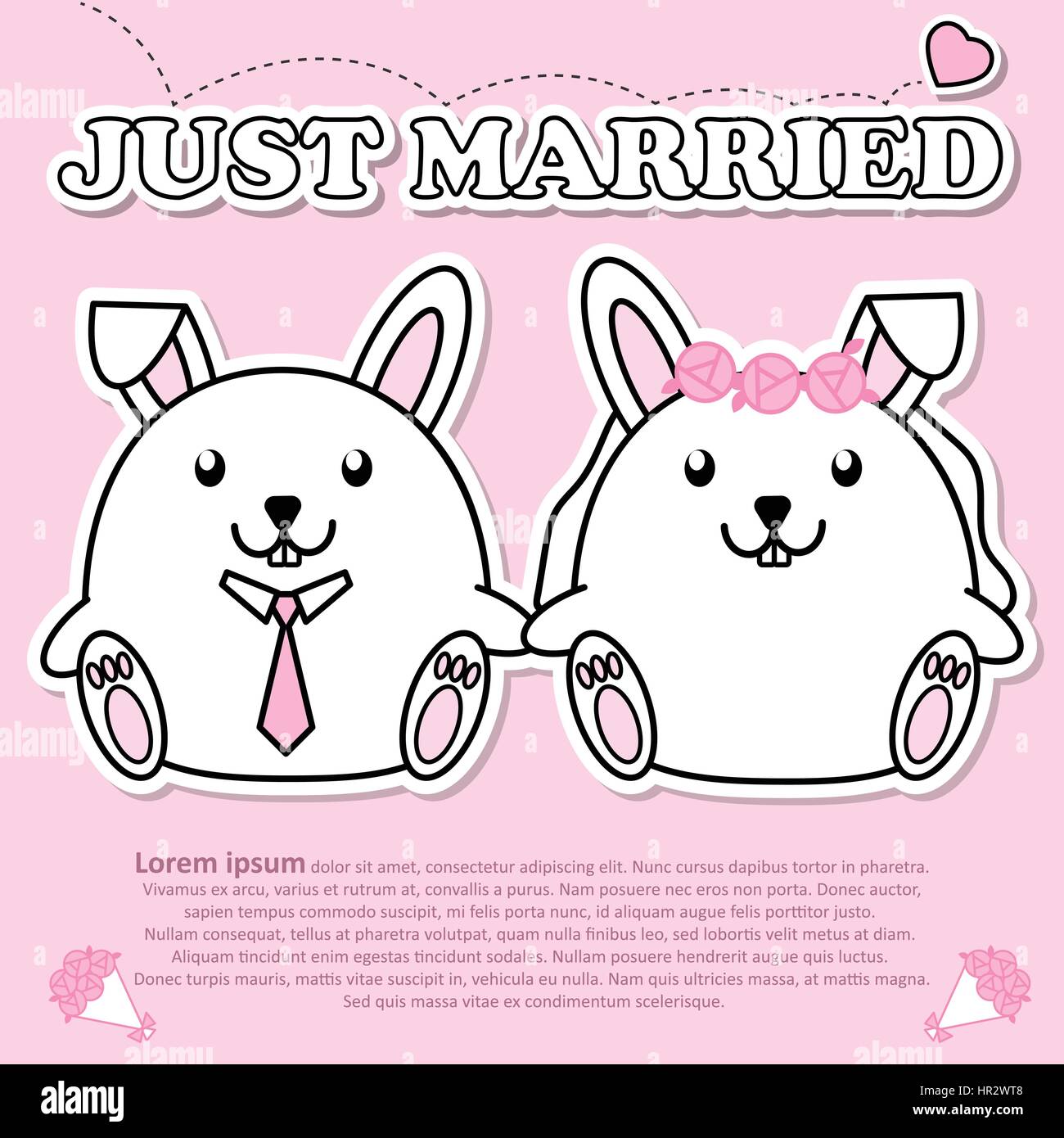 Lovely couple cute Rabbit just married in Valentine and paper cut ...