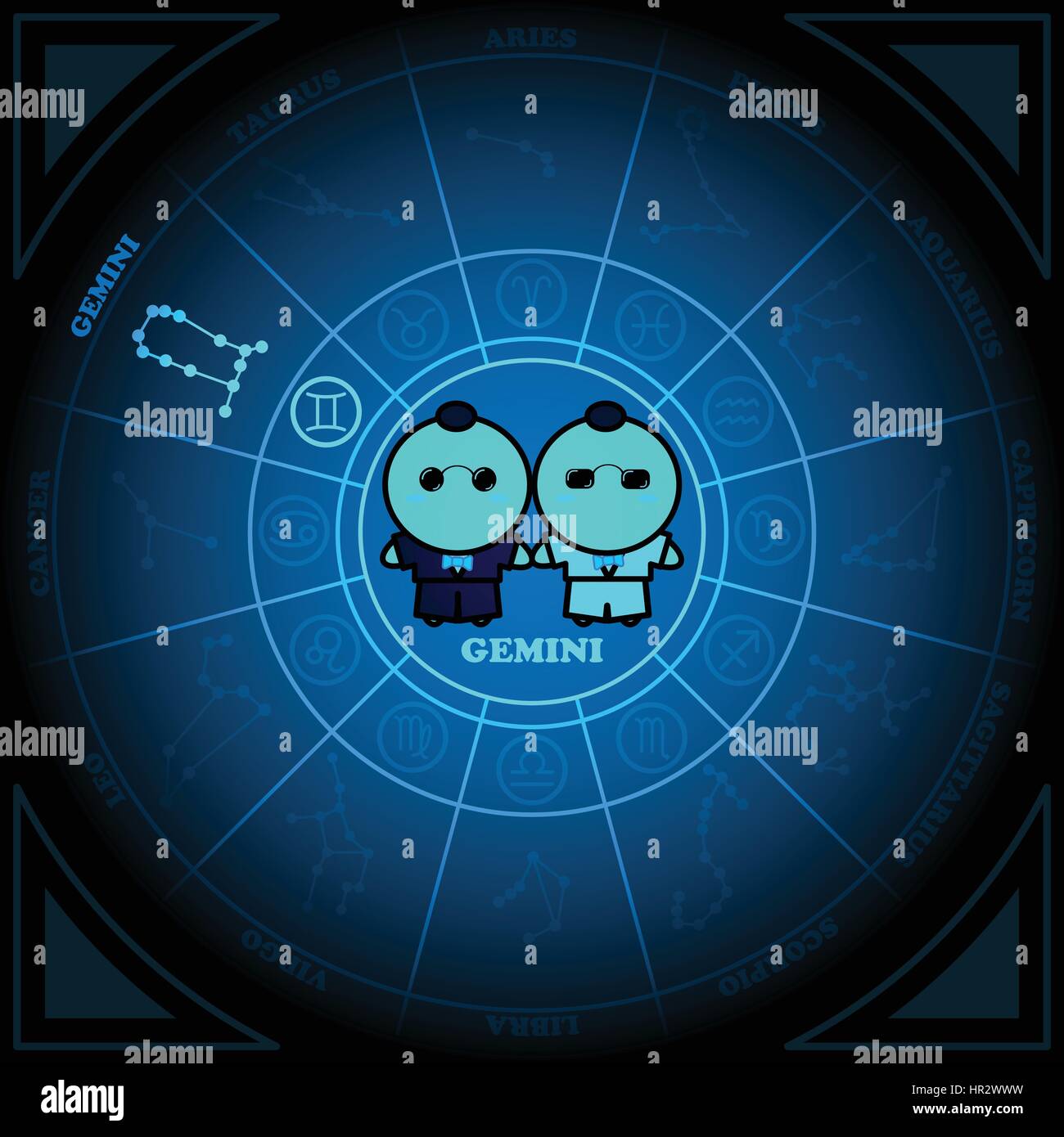 Gemini constellation cartoon illustration hi-res stock photography and ...