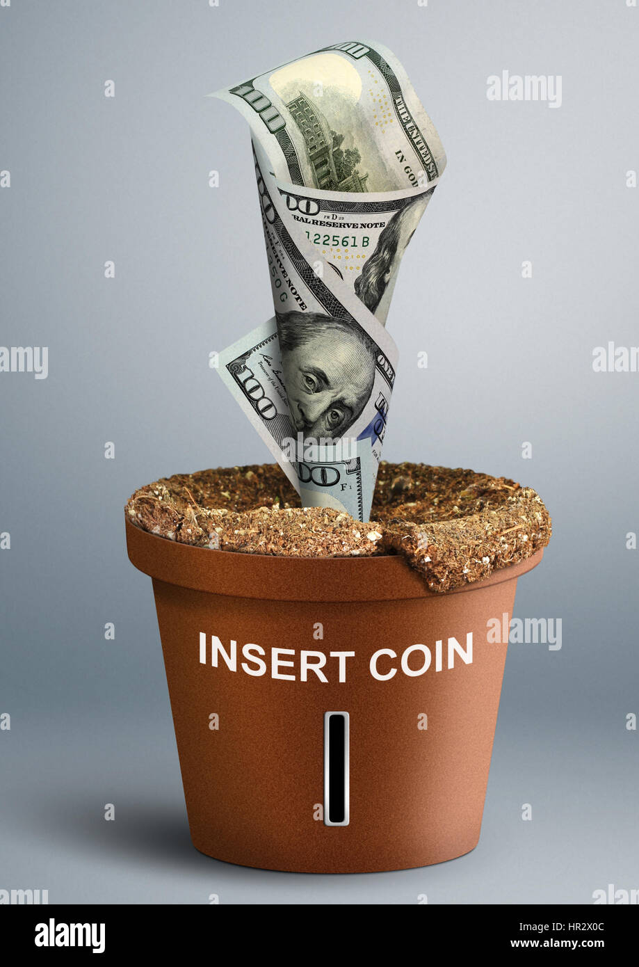 profitable Investment concept, money growth in pot Stock Photo - Alamy