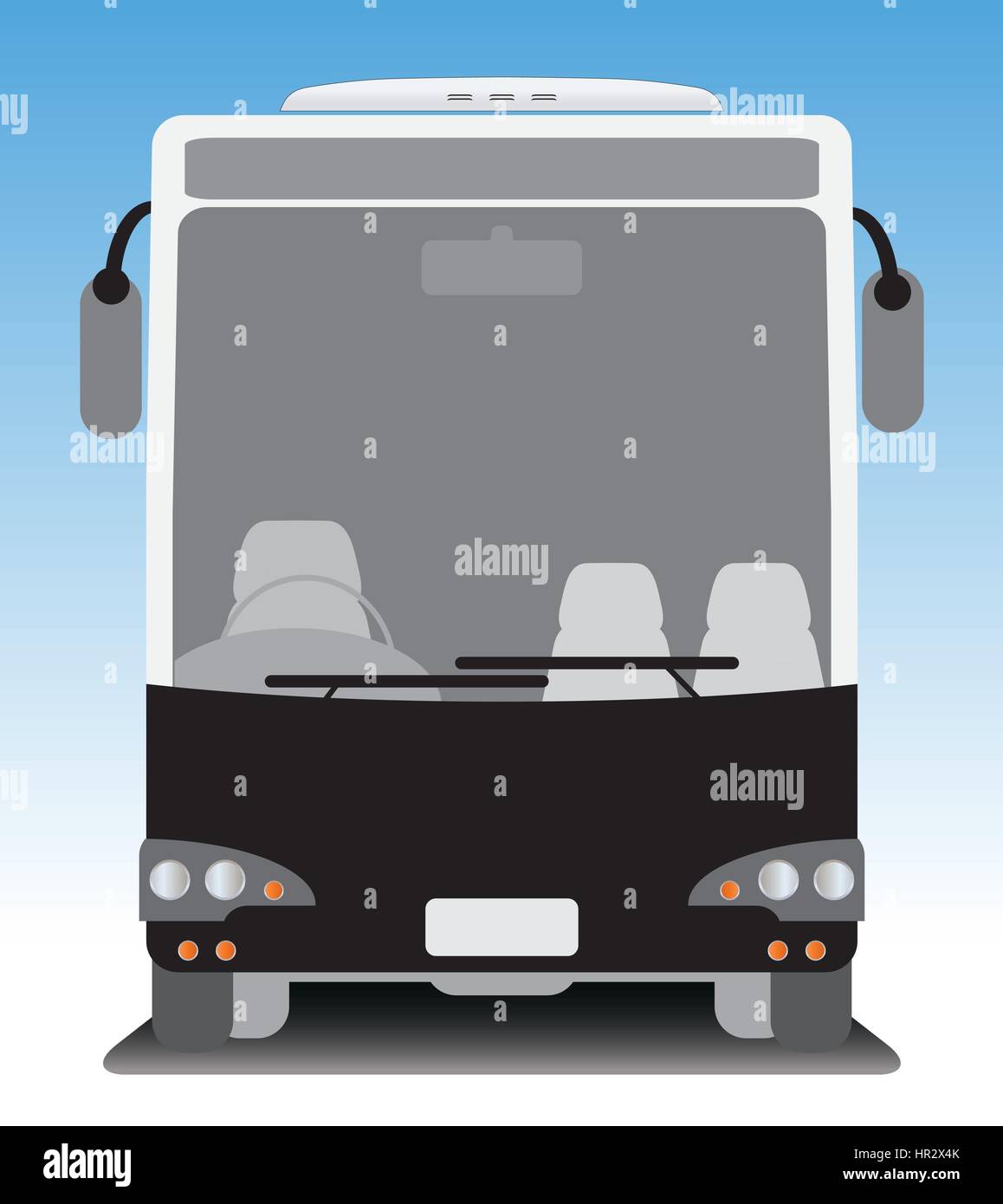 Front view of Tourist bus on blue sky background Stock Vector Image ...