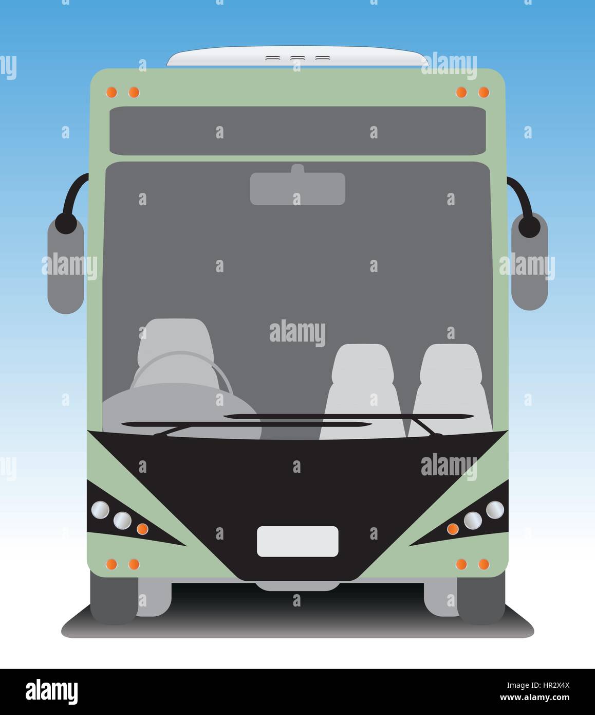Front view of Tourist bus on blue sky background Stock Vector Image ...