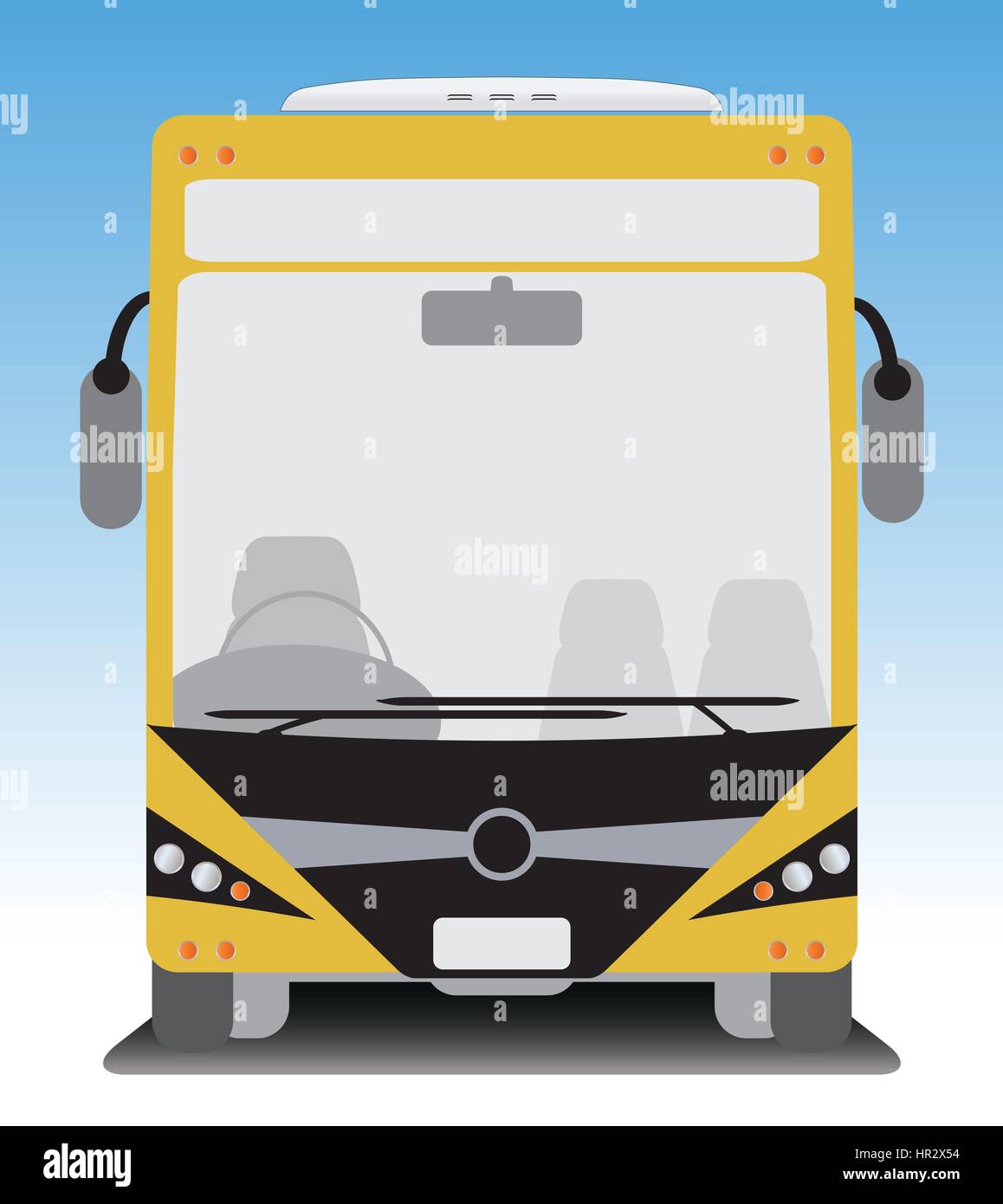 Front view of Tourist bus on blue sky background Stock Vector Image ...