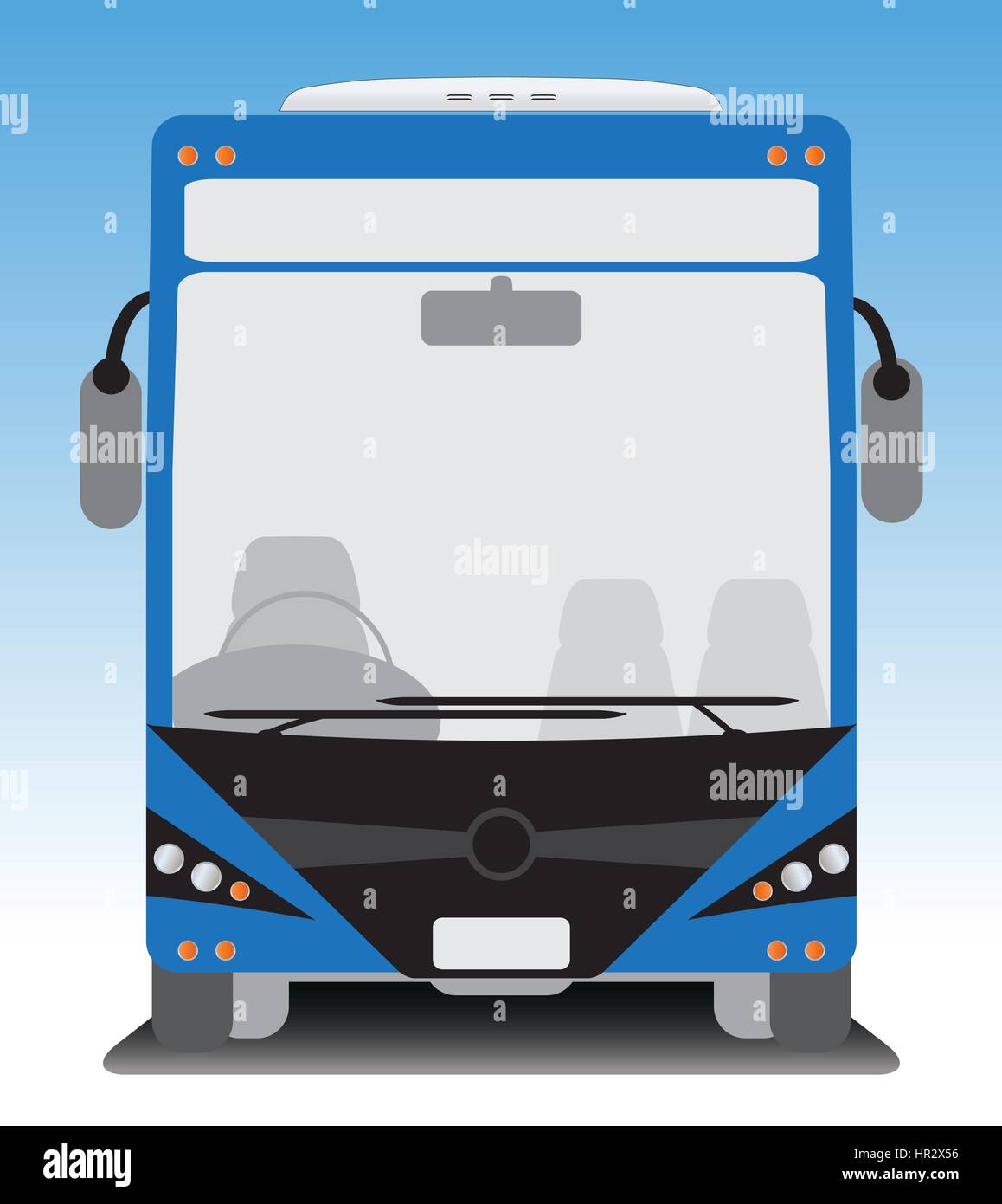 Front view of Tourist bus on blue sky background Stock Vector Image ...