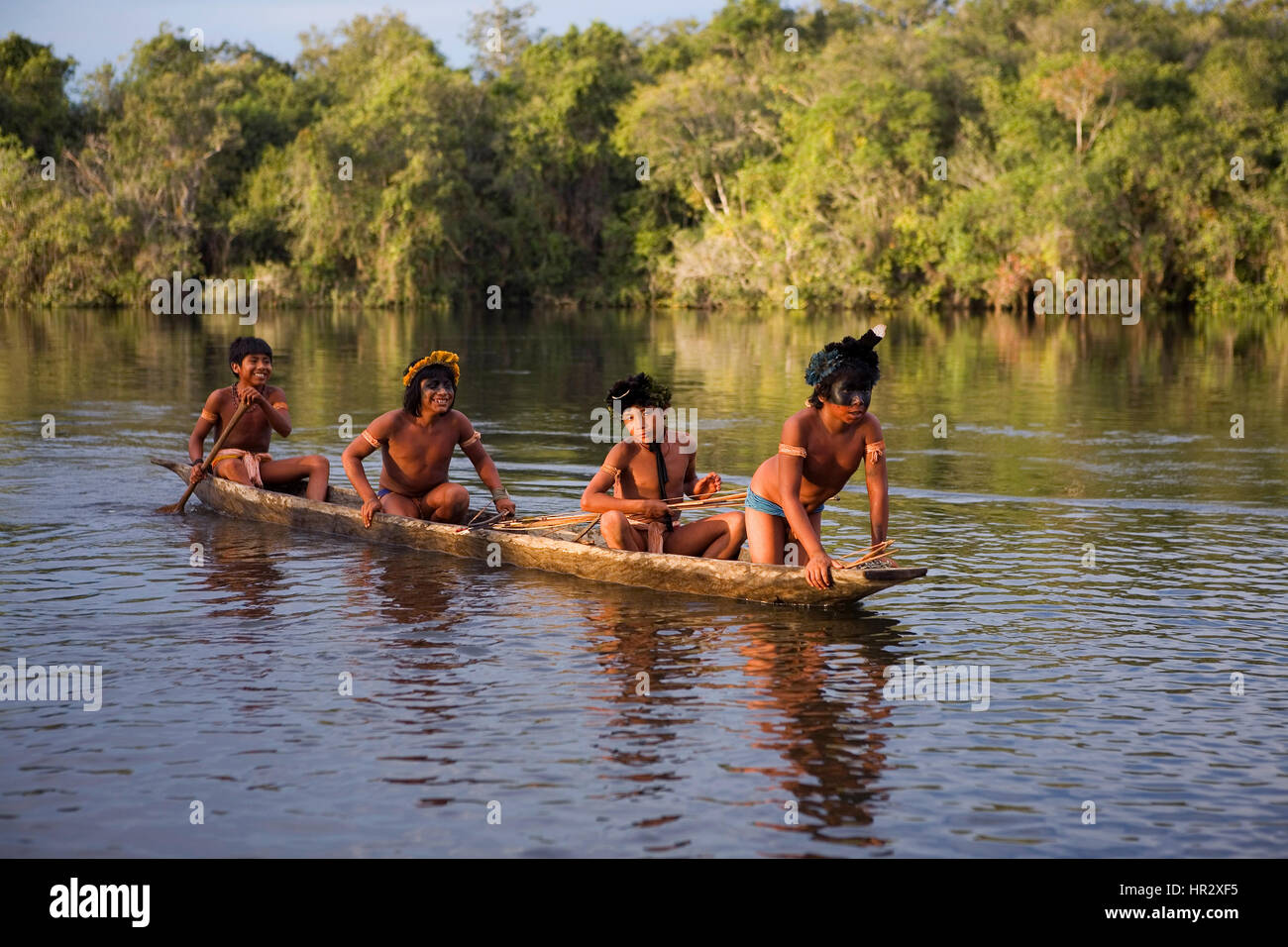 Native indians in the Amazone, brazil Stock Photo - Alamy