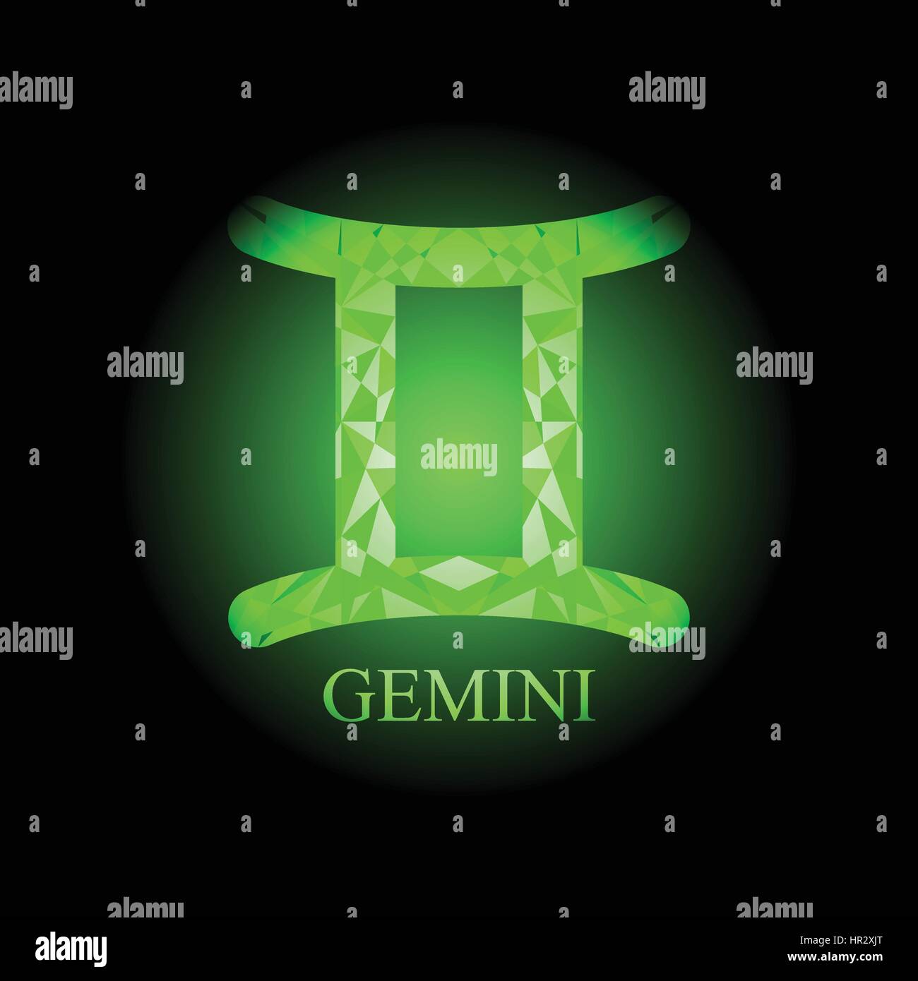 Green polygonal Gemini zodiac icon sign symbol vector illustration on ...