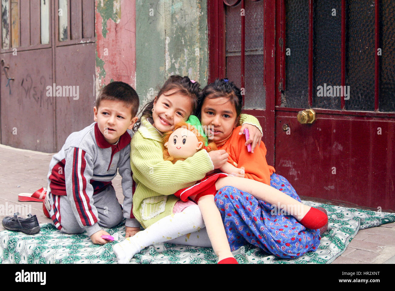 Turkish children playing in a street in Istanbul, Turkey Stock Photo ...