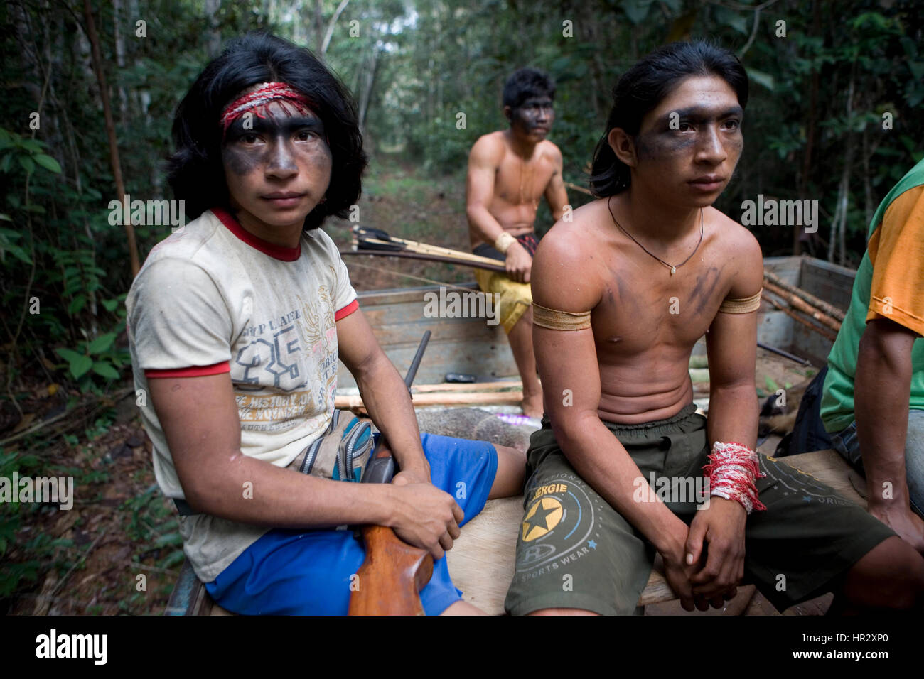 Native indians in the Amazone, brazil Stock Photo - Alamy