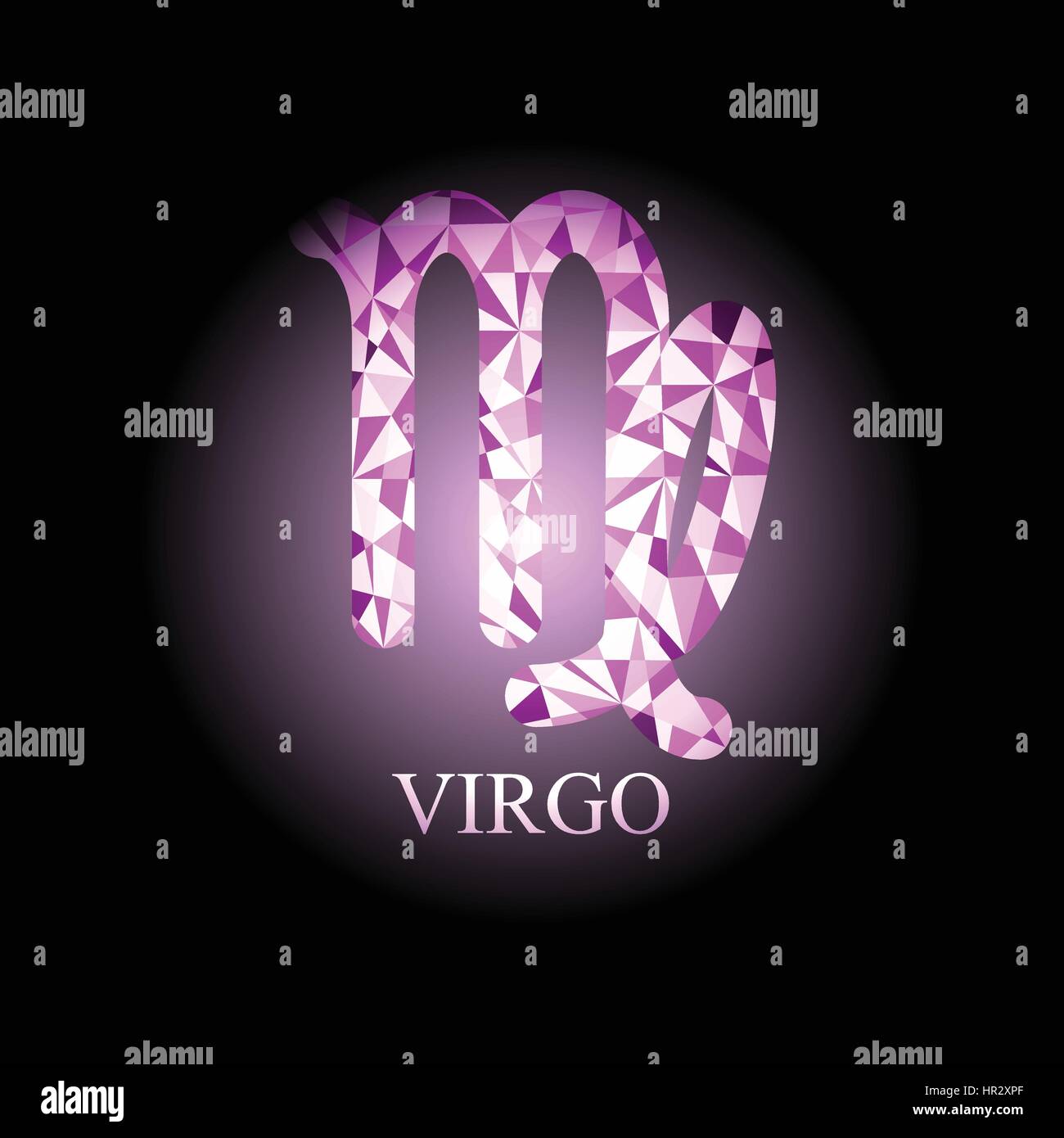 Light Pink polygonal Virgo zodiac icon sign symbol vector illustration ...