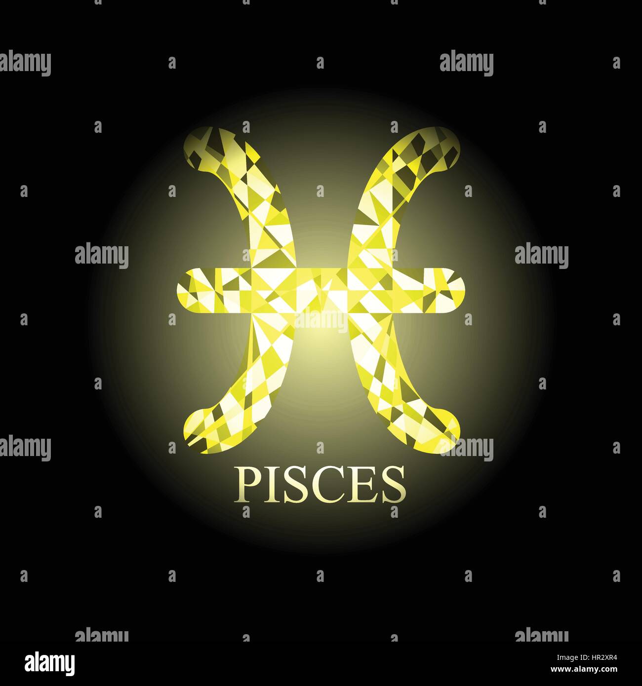 Light yellow polygonal Pisces zodiac icon sign symbol vector ...