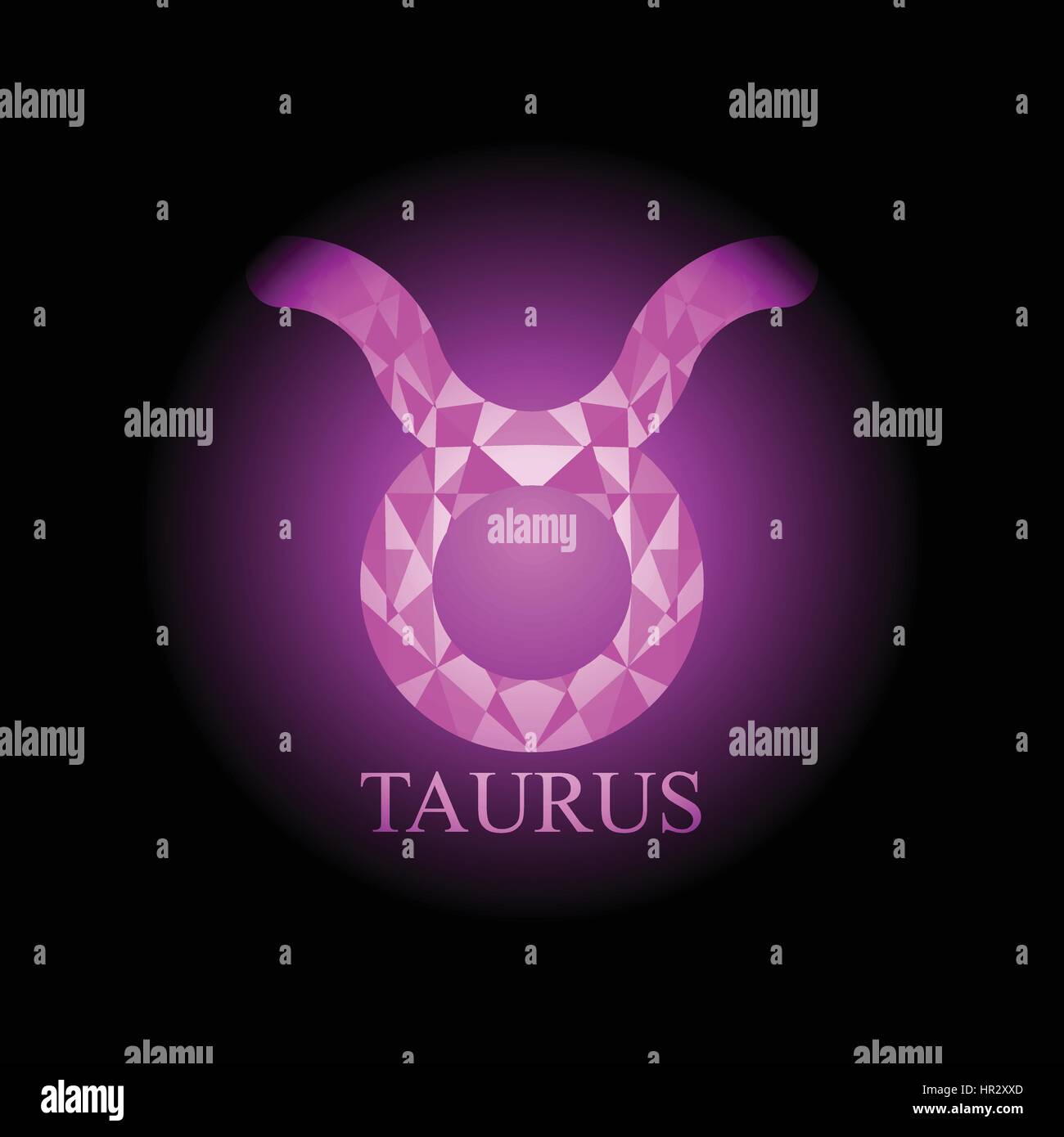 Pink polygonal Taurus zodiac icon sign symbol vector illustration on ...