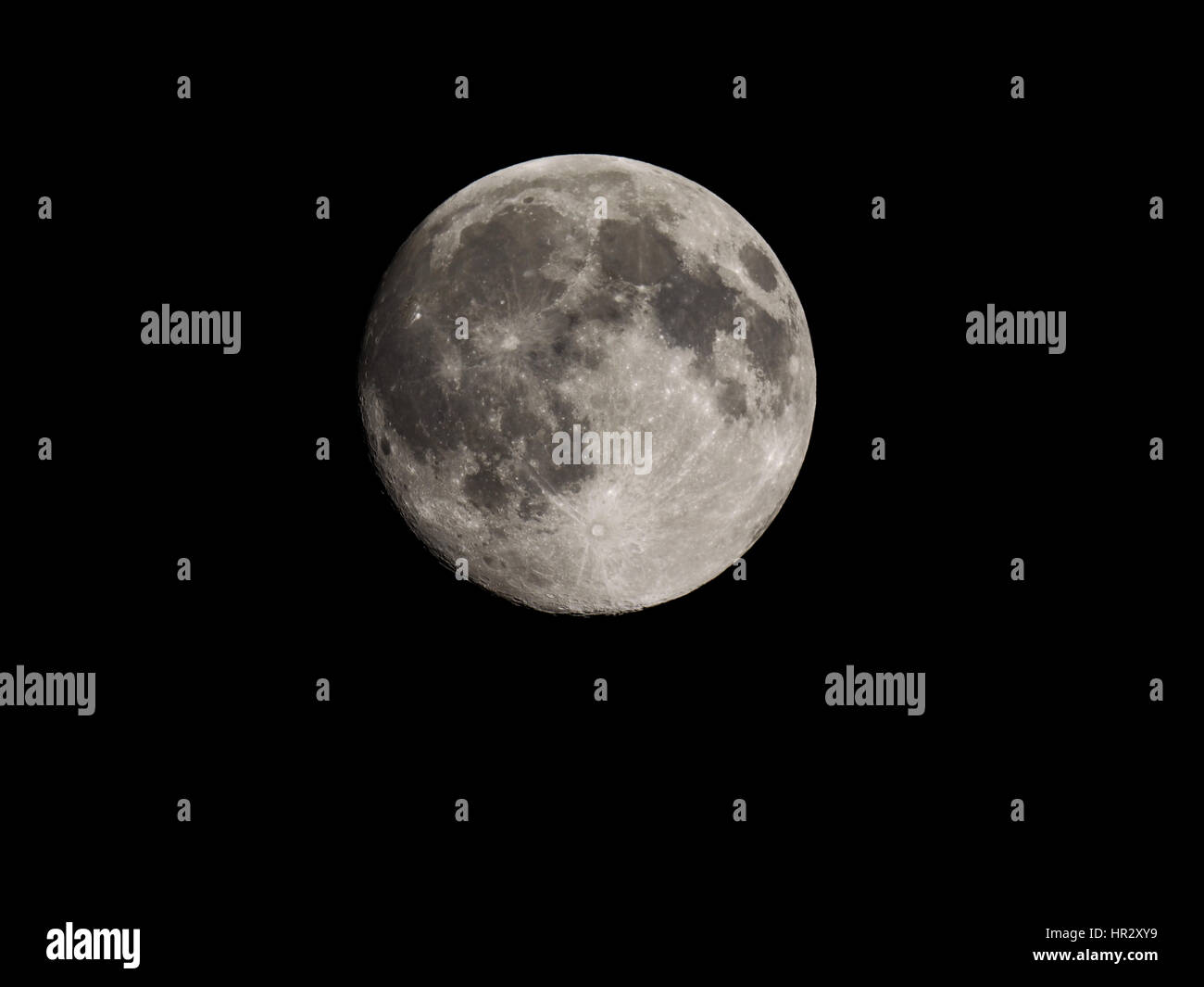 Full moon seen with an astronomical telescope Stock Photo - Alamy