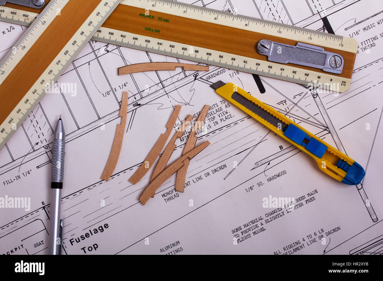 Making a model airplane from balsa wood with instructions Stock Photo ...