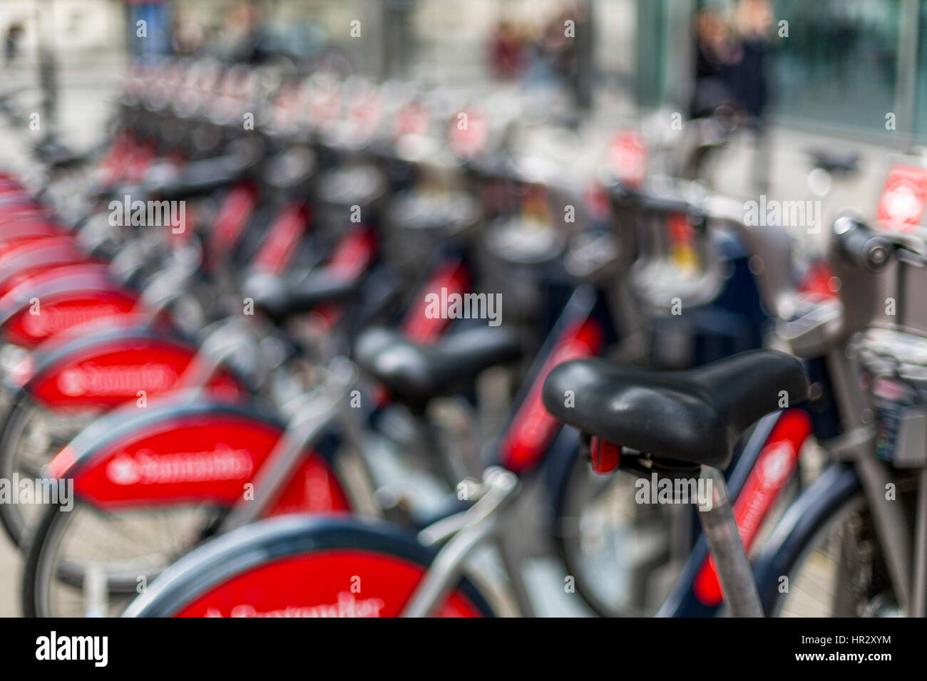 Santander Cycle bike-sharing scheme selective focus view London England ...