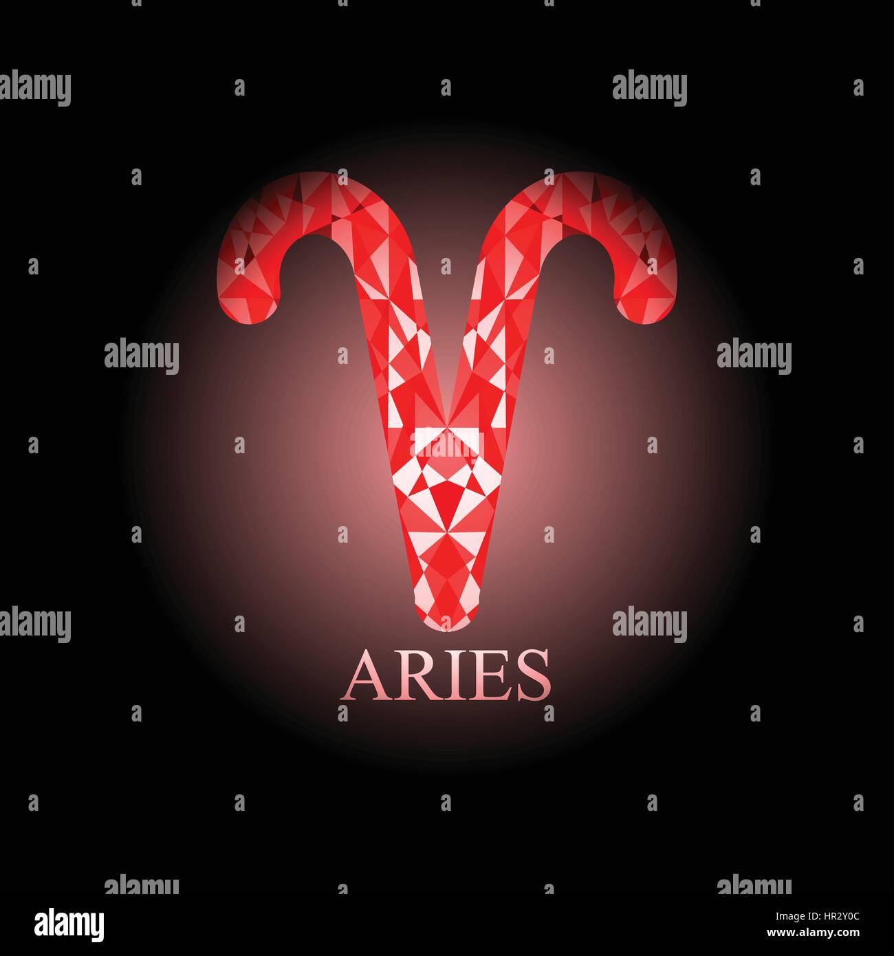 Red polygonal Aries zodiac icon sign symbol vector illustration on ...