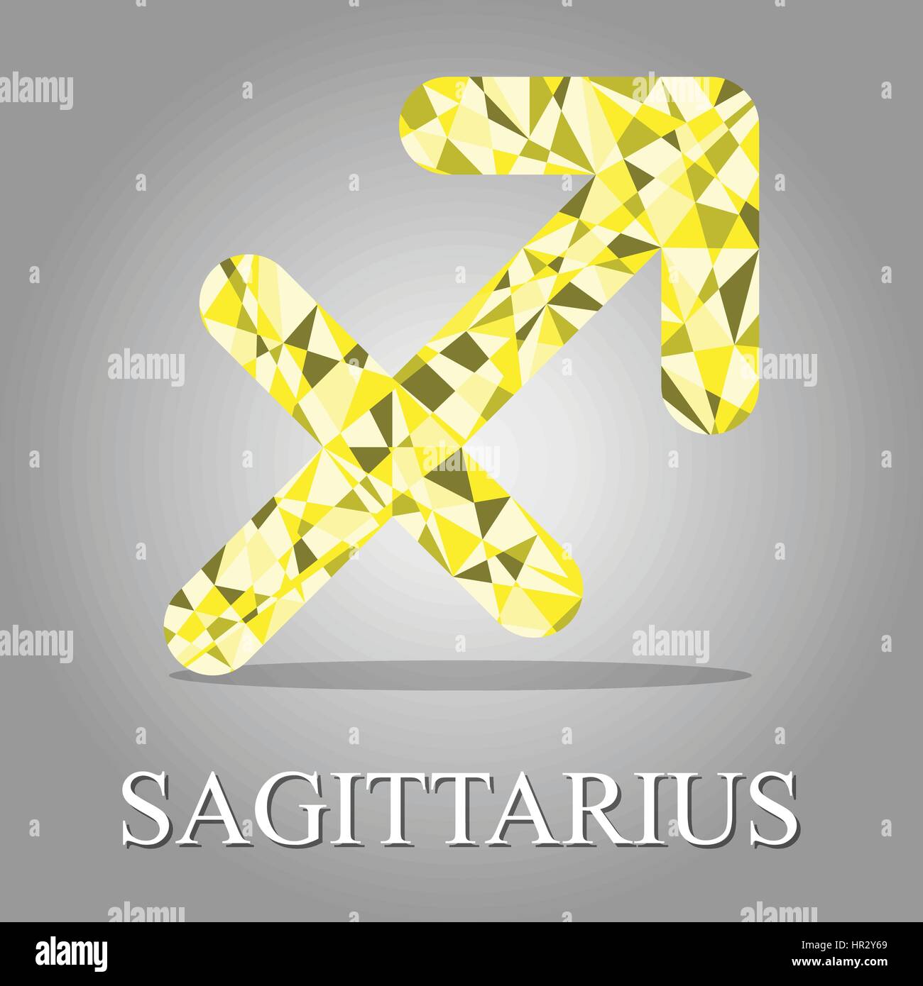 Yellow polygonal Sagittarius zodiac icon sign symbol vector ...